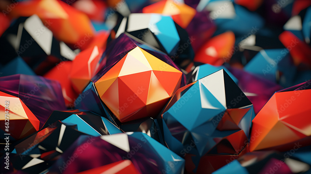 Geometric shape piles of various sizes and shapes made from the shiny ...