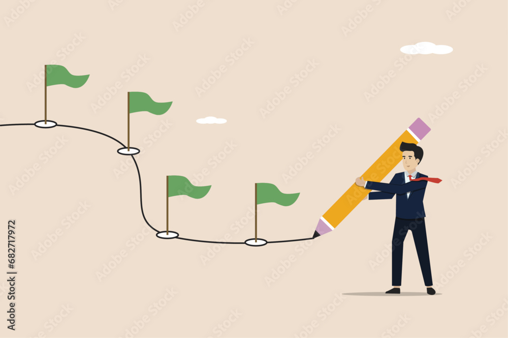 Work flow or work process, business progress, career achievements, work ...