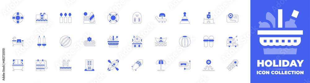 Holiday icon collection. Duotone style line stroke and bold. Vector ...