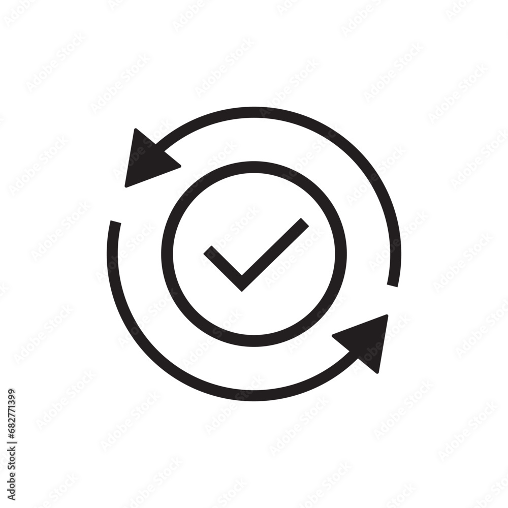 Check mark or Ok sign icon life cycle symbol isolated vector ...