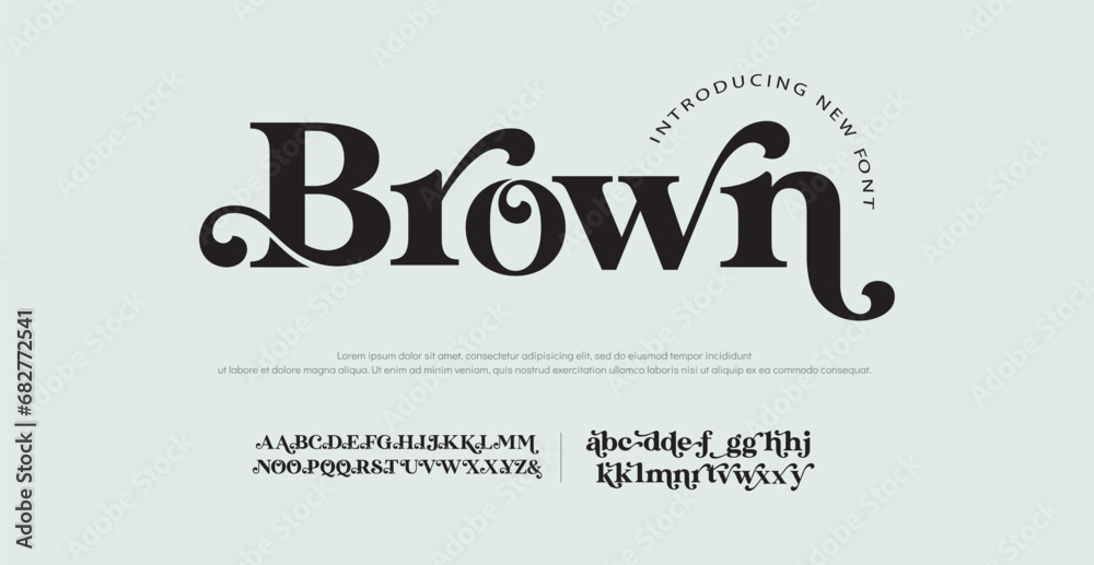 Brown Elegant Font Uppercase Lowercase and Number. Classic Lettering ...