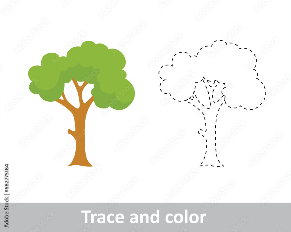 Poster Trace and color. Tree. Vector illustration – Wall Art | UkPosters