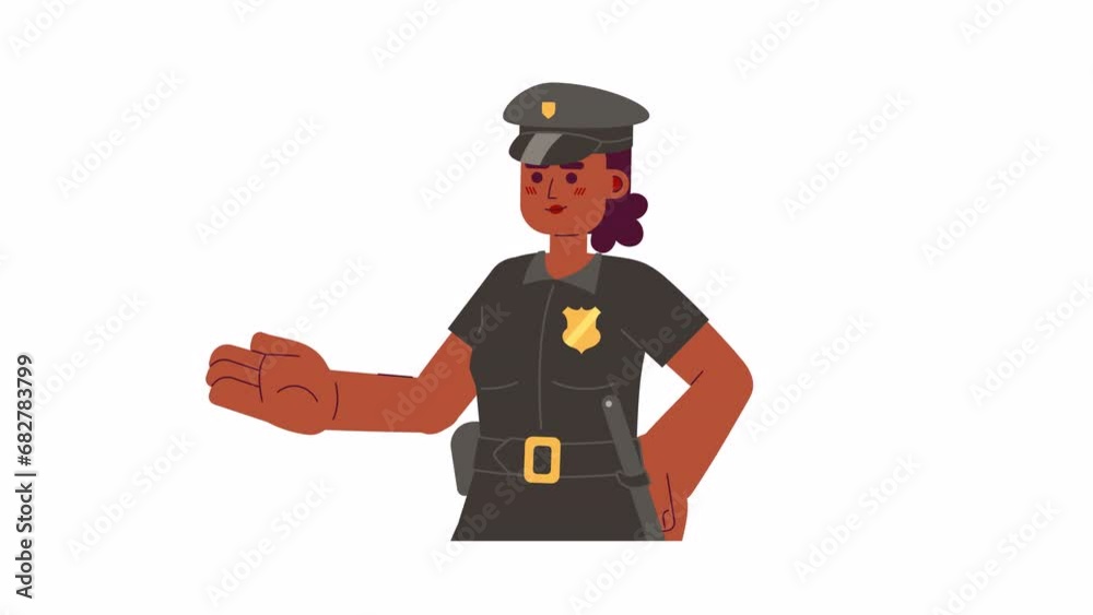 Detective police officer african american woman 2D character animation ...