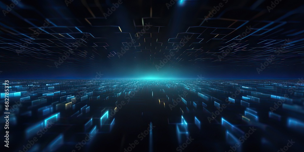 Abstract technology background of a quantum computing system with a cyber network grid and ...