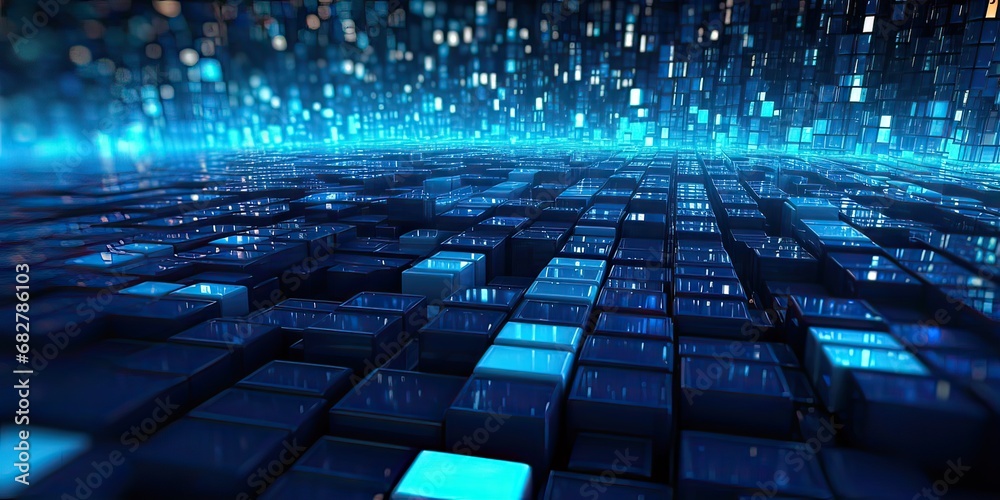 Abstract tech background with illuminated fiber optic connections ...