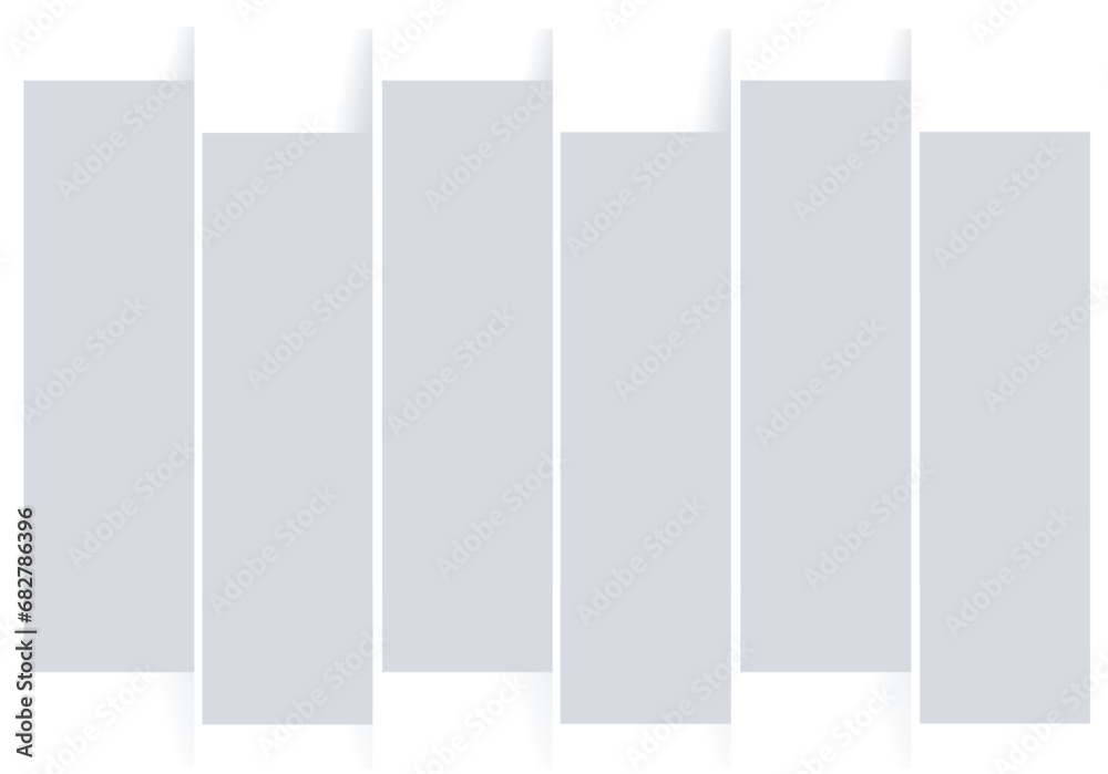 Six vertical banners with shadows. Modular painting of parts different ...
