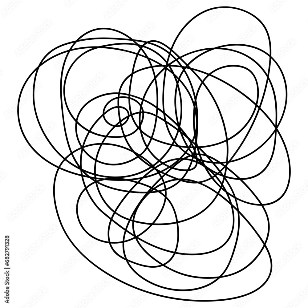 Abstract doodles. A tangled object made of lines with three sides ...