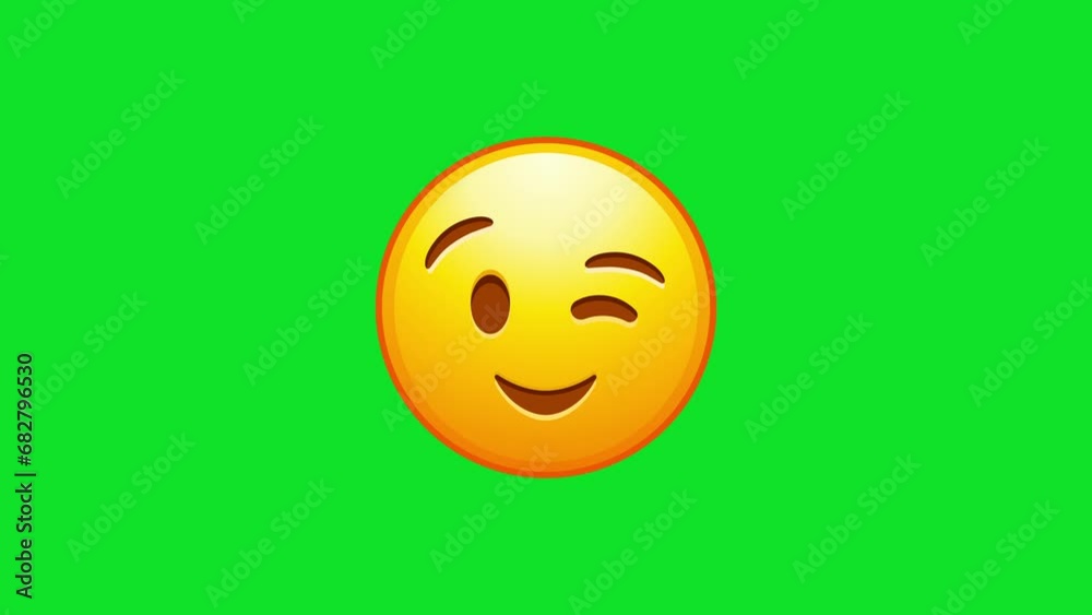 Winking Face animated Emoji. Alpha channel, transparent background. 4K ...