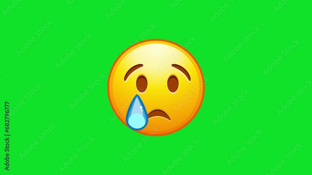 Crying emoji. Sad emoticon face with tear drop. Animated Emoji. Alpha ...