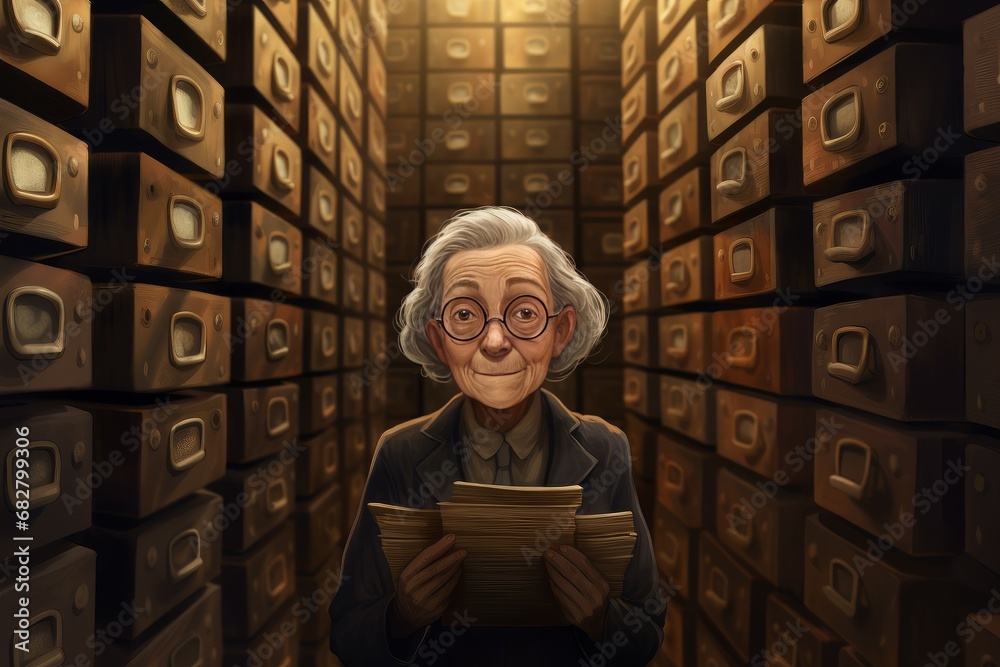 Dusty Old archivist in cabinets room. History filing. Generate Ai Stock ...