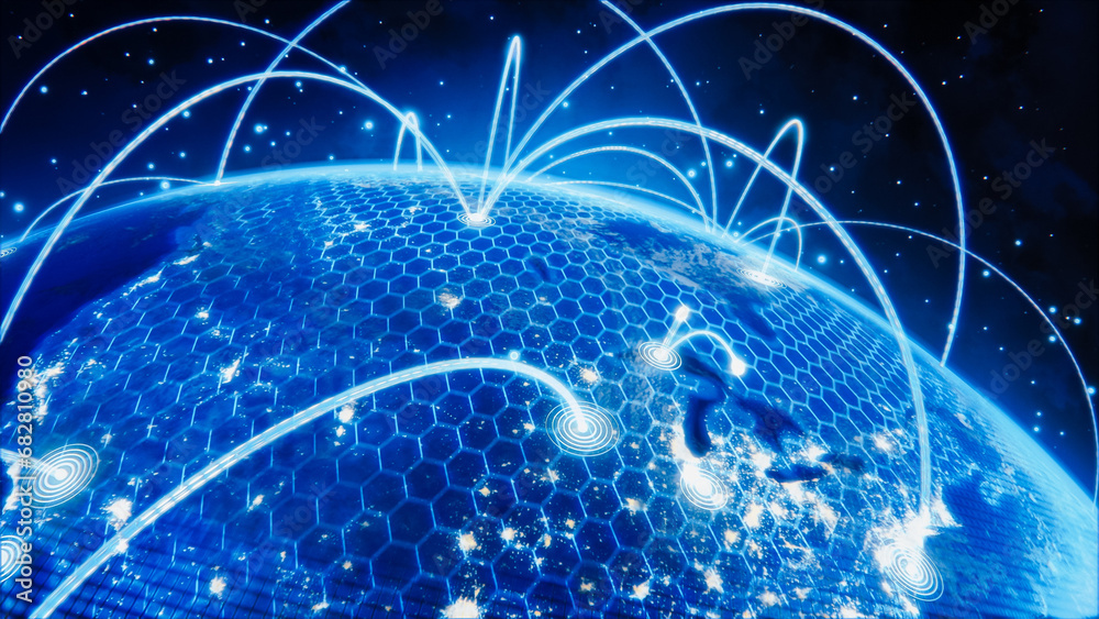 3D Graphics Concept: Spinning Earth Seen from Space Virtual ...