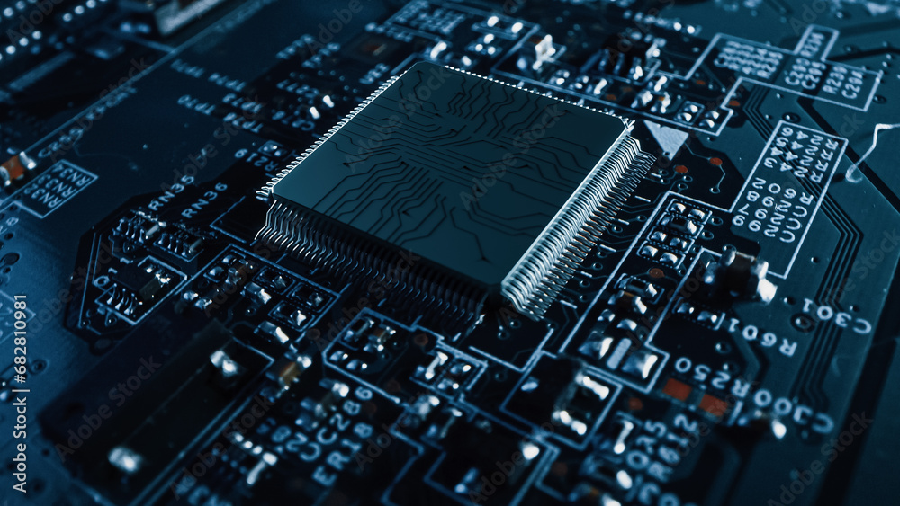 Advanced Technology Concept Visualization: Circuit Board CPU Processor ...