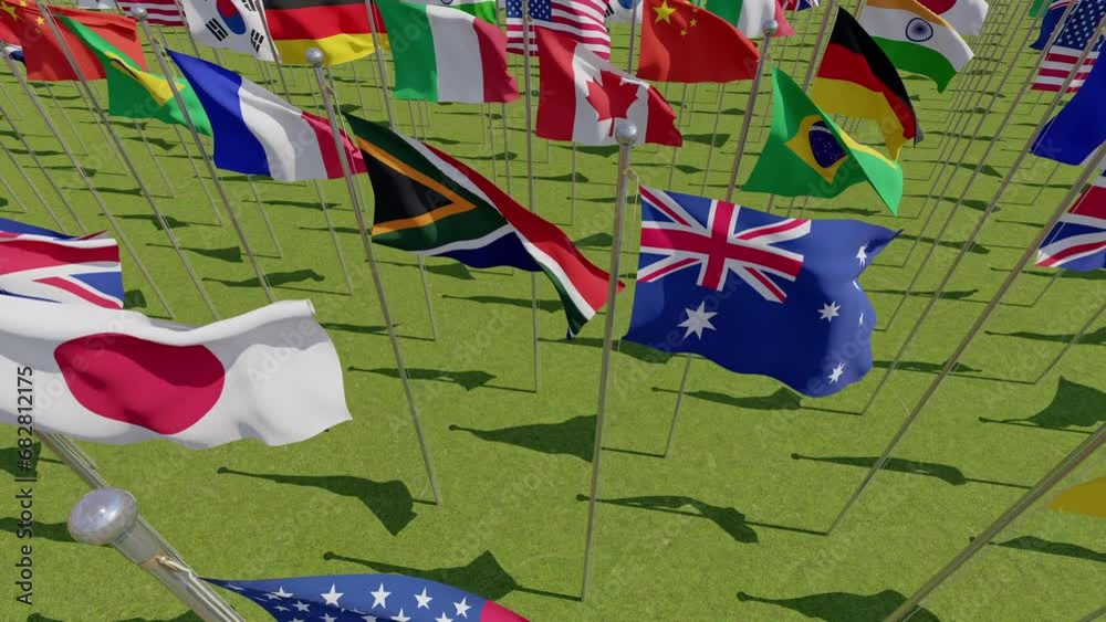 Vidéo Stock Waving flags countries of members Group of Twenty. 3d ... Vidéo Stock Waving flags countries of members Group of Twenty. 3d ...