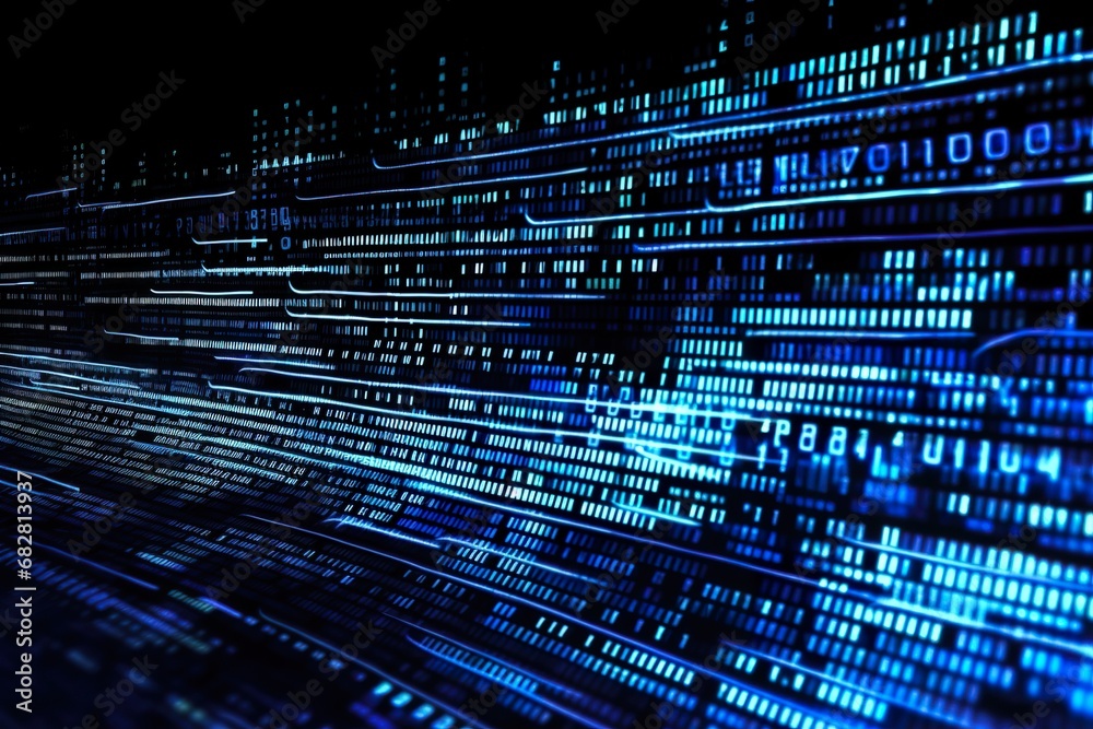 data binary flow rolling on futuristic technology background Stock ...