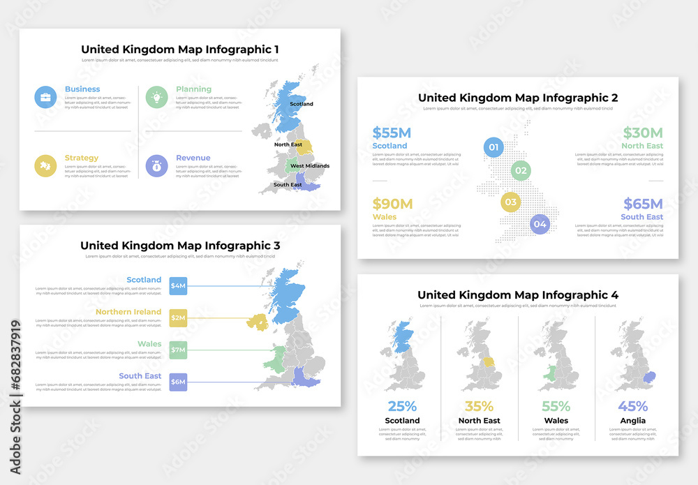 United Kingdom Map Infographic Stock Template | Adobe Stock