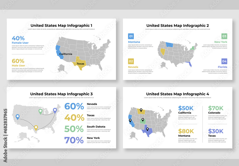 United States Map Infographic Stock Template | Adobe Stock