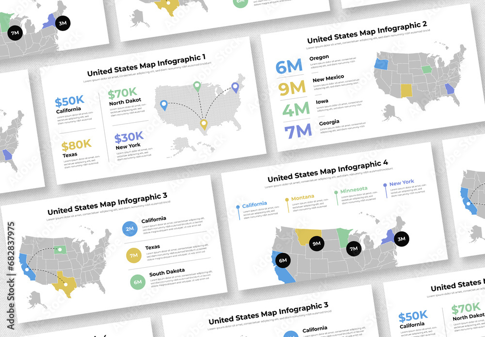 United States Map Infographic Design Stock Template | Adobe Stock