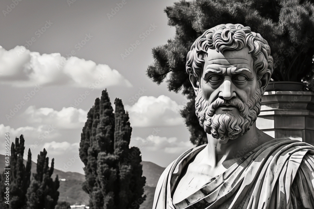 Bust of Aristotle, philosopher of Ancient Greece. The Greek philosopher ...