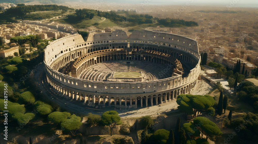 Photo & Art Print A captivating aerial view of the Colosseum, revealing ...