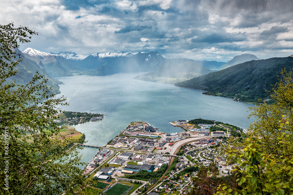 Andalsnes aerial panoramic view, Andalsnes is a town in Rauma ...