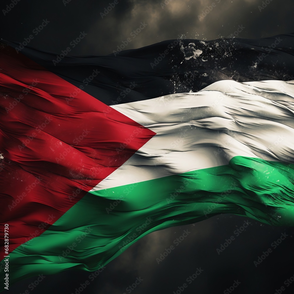 Palestine Flag, Blood and Fire, Civilian tragedy. War and conflict ...