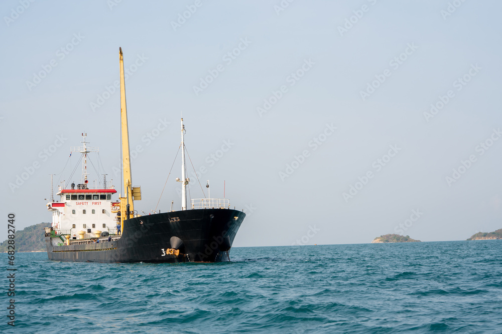cargo ship in the ocean for export import goods from cargo yard port to ...