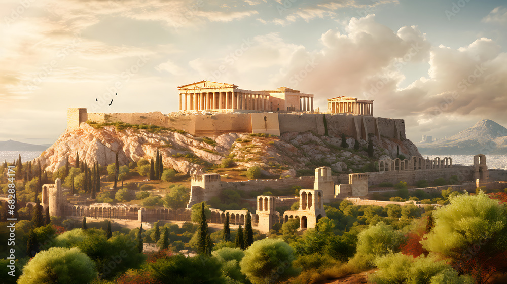 The ancient city of Athens, Greece, with its iconic Acropolis and ...