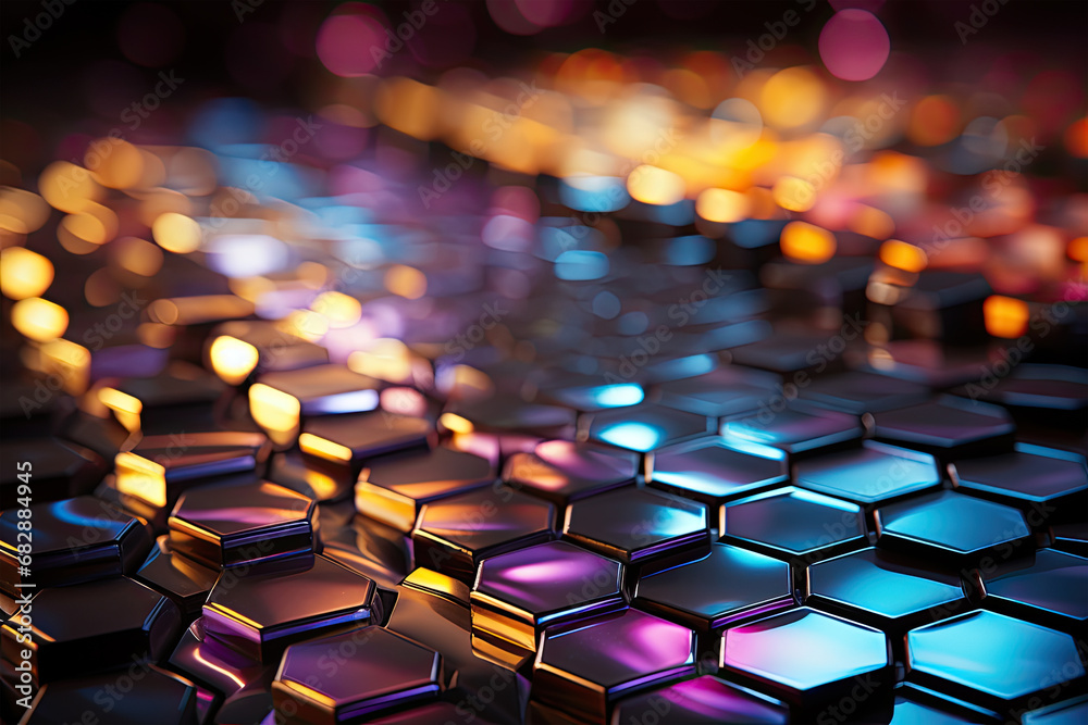 Hexagon geometric pattern background with interlocking shapes in shades ...