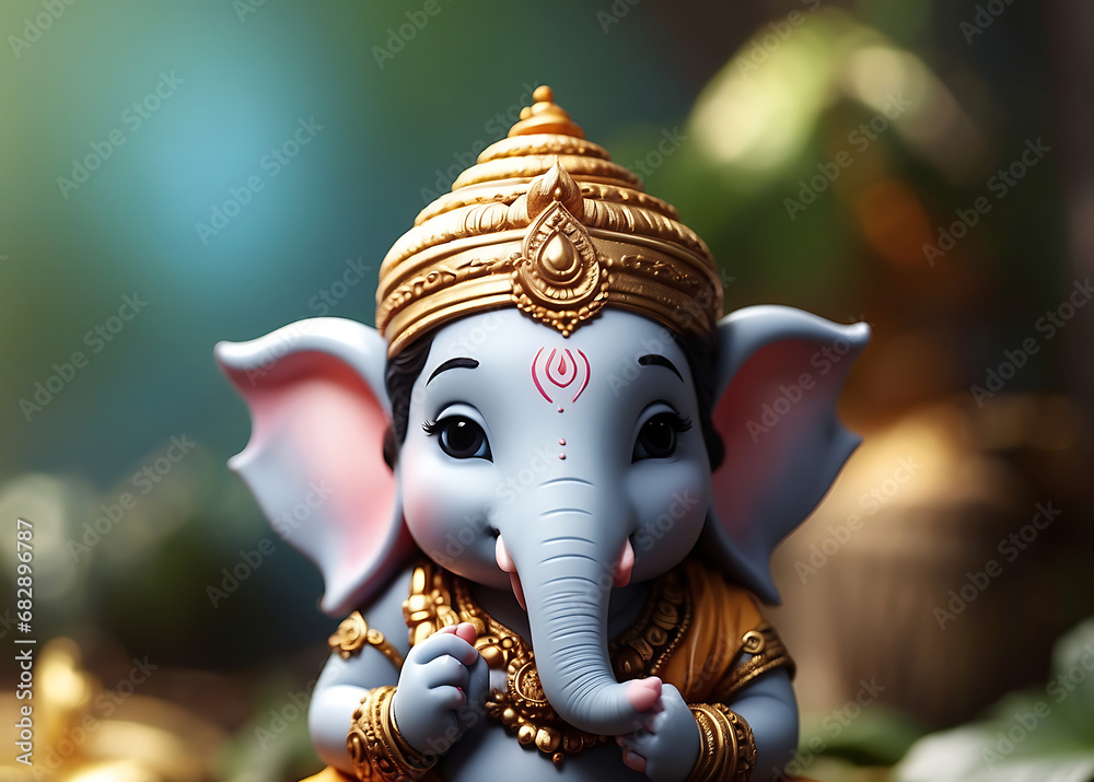 Vibrant Lord Ganesha Statue, AI-Crafted Art for Ganesh Chaturthi ...