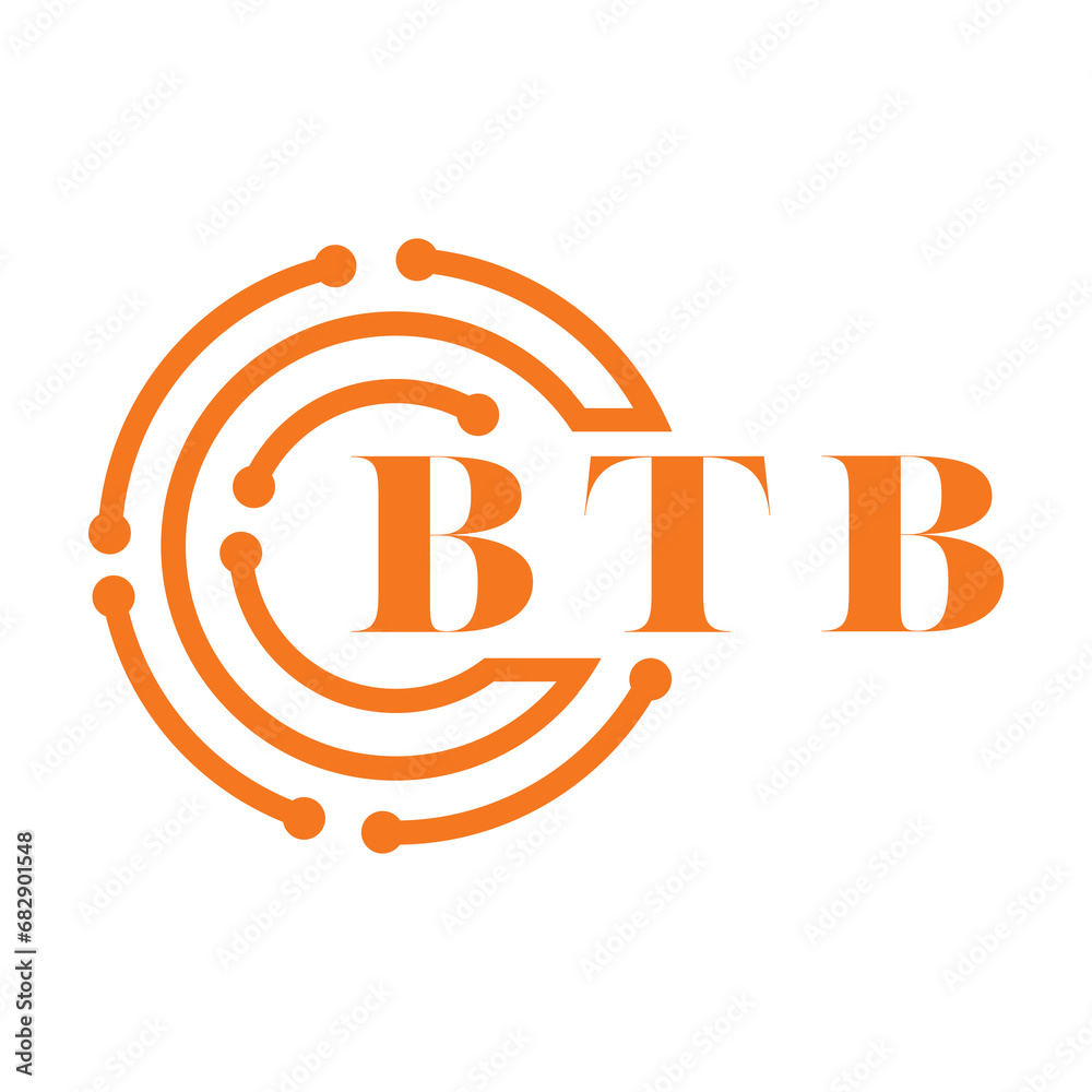 BTB letter design. BTB letter technology logo design on white ...