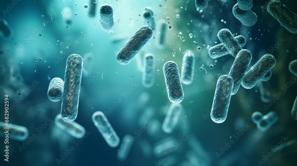 Bacteria on water background. Legionella pneumophila, a gram-negative ...