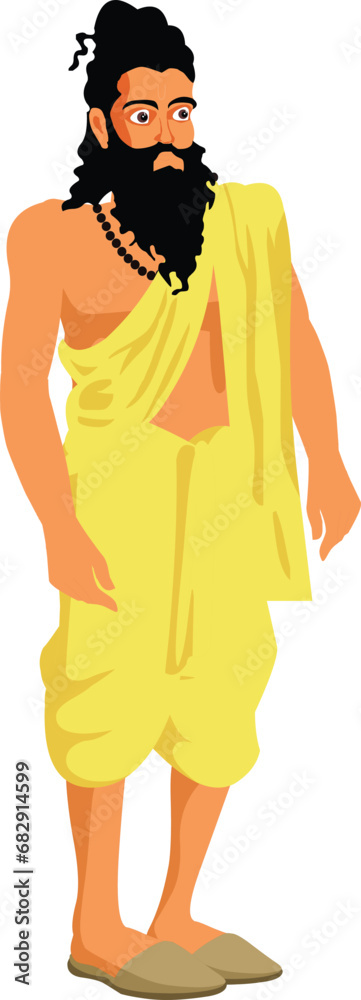 2D Indian man Pandit character isolated vector illustration Stock ...