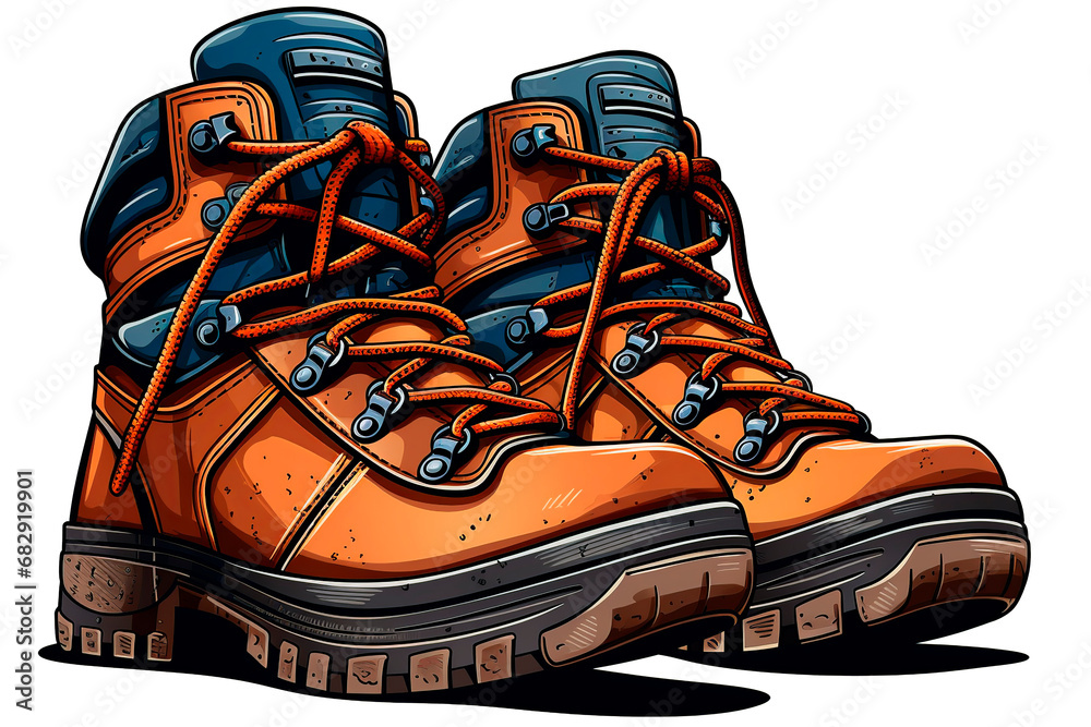 Cartoon drawing of hiking boots in PNG on transparent background Stock ...