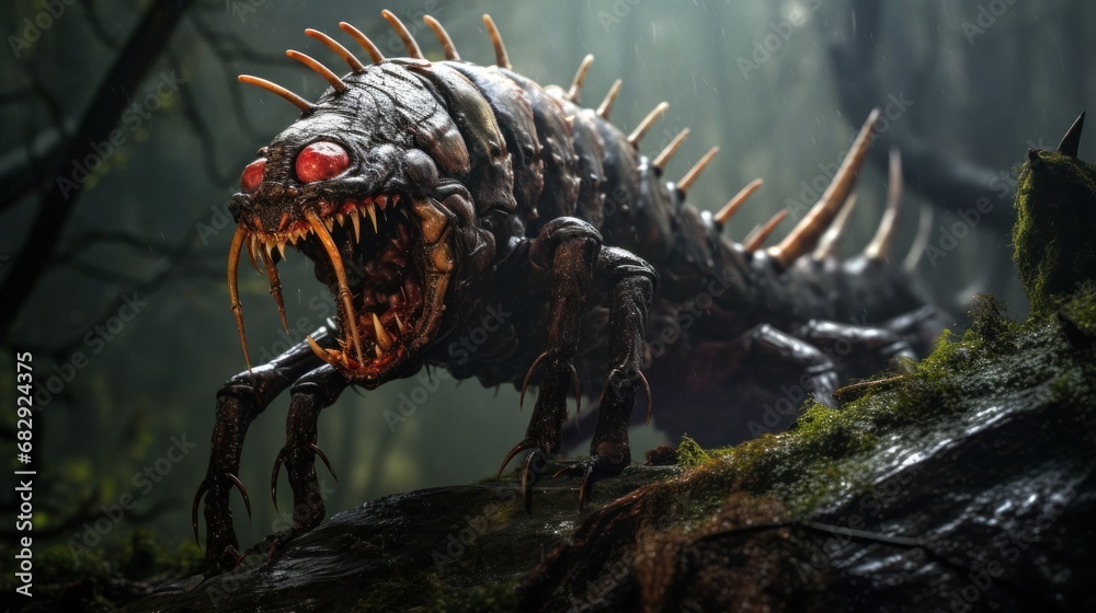 angry centipede monster background wallpaper ai generated image Stock ...