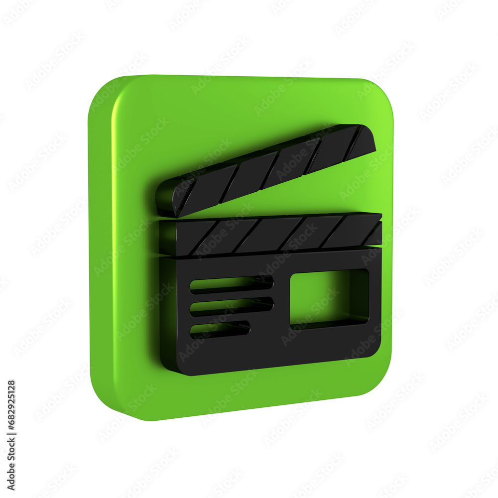 Black Movie clapper icon isolated on transparent background. Film ...