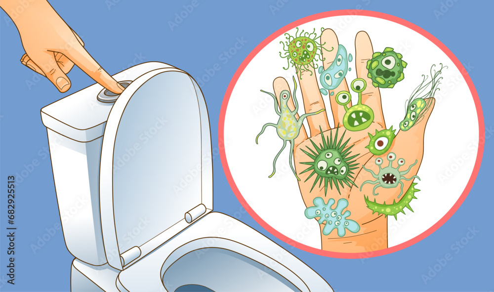 Maintenance of personal hygiene. Hand washing after using the toilet ...