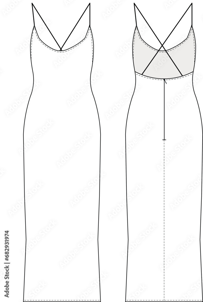 long maxi midi ankle length spaghetti strap backless dress template ...