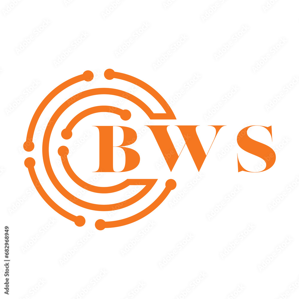 BWS letter design. BWS letter technology logo design on white ...