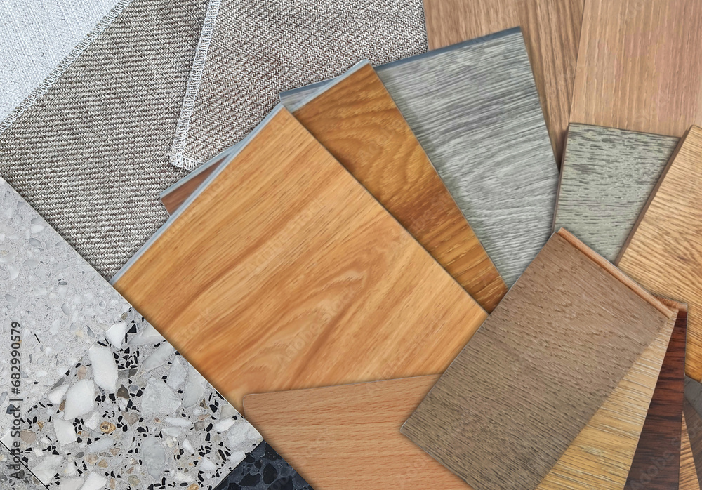 collection of wooden interior material samples swatch contains vinyl ...