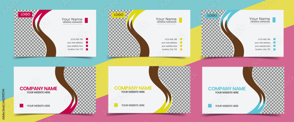 Double-sided creative business card template. Portrait and landscape ...