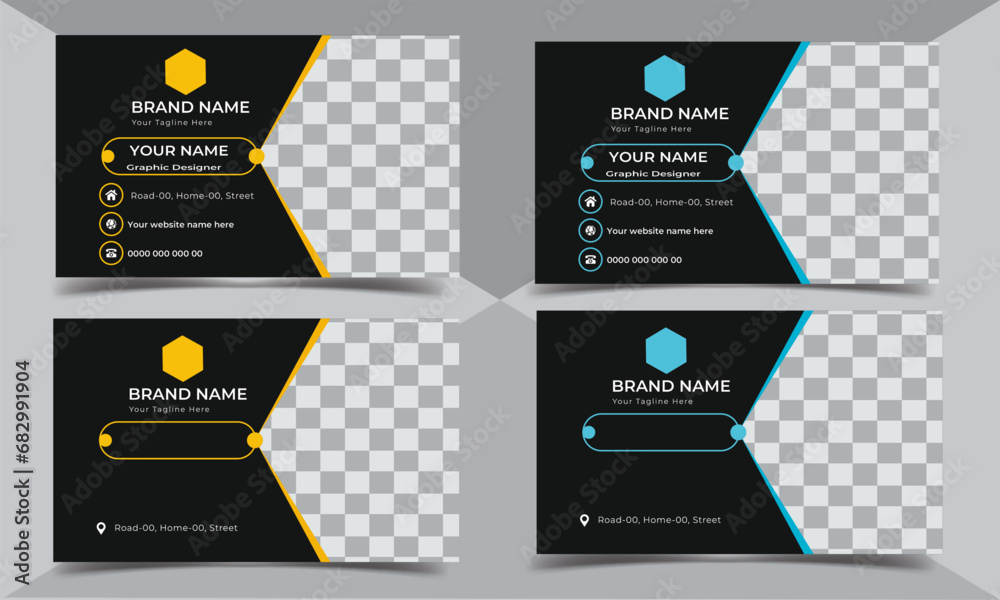 Double-sided creative business card template. Portrait and landscape ...