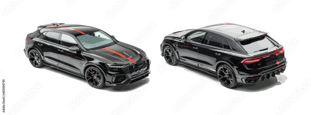 Vetor de Audi RS Q8 car icons. Editorial Audi RS Q8. Set of top view ...