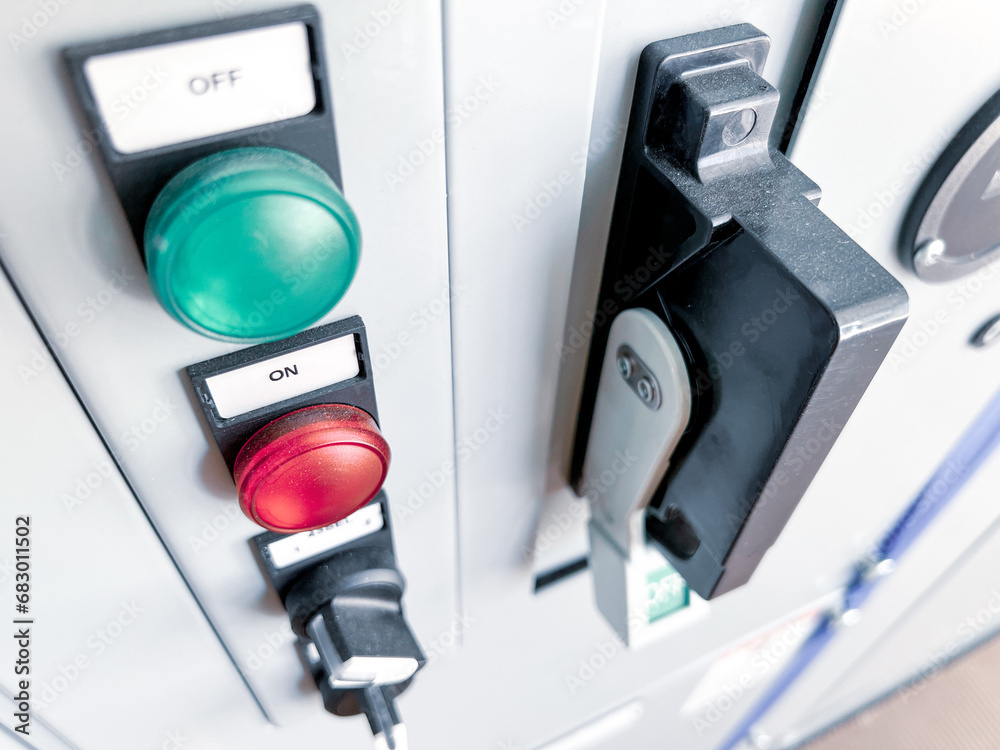 Status lights mounted in the electrical panel door inside of a motor ...