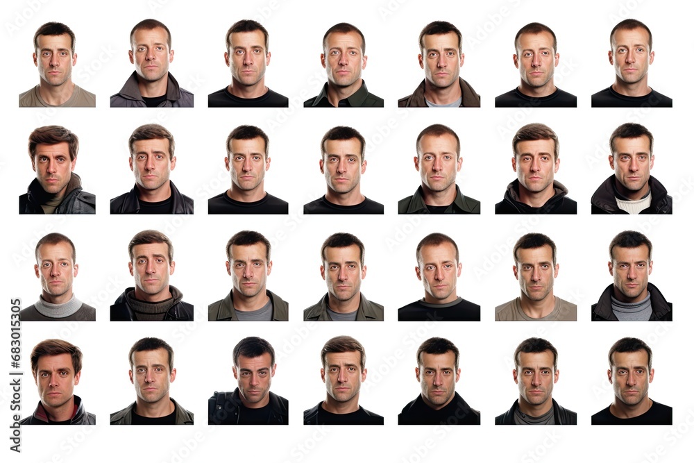 This photo series captures a man showcasing a variety of facial ...