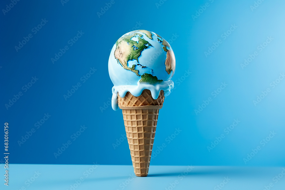 Generative AI illustration of creative representation of melting earth ...