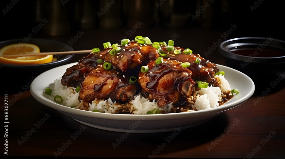 A Filipino masterpiece of tender chicken simmered in soy sauce Stock ...