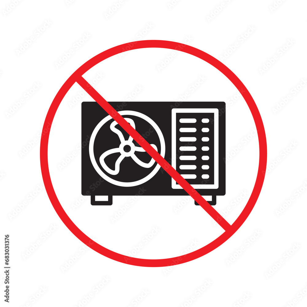 Forbidden air conditioner vector icon. Warning, caution, attention ...