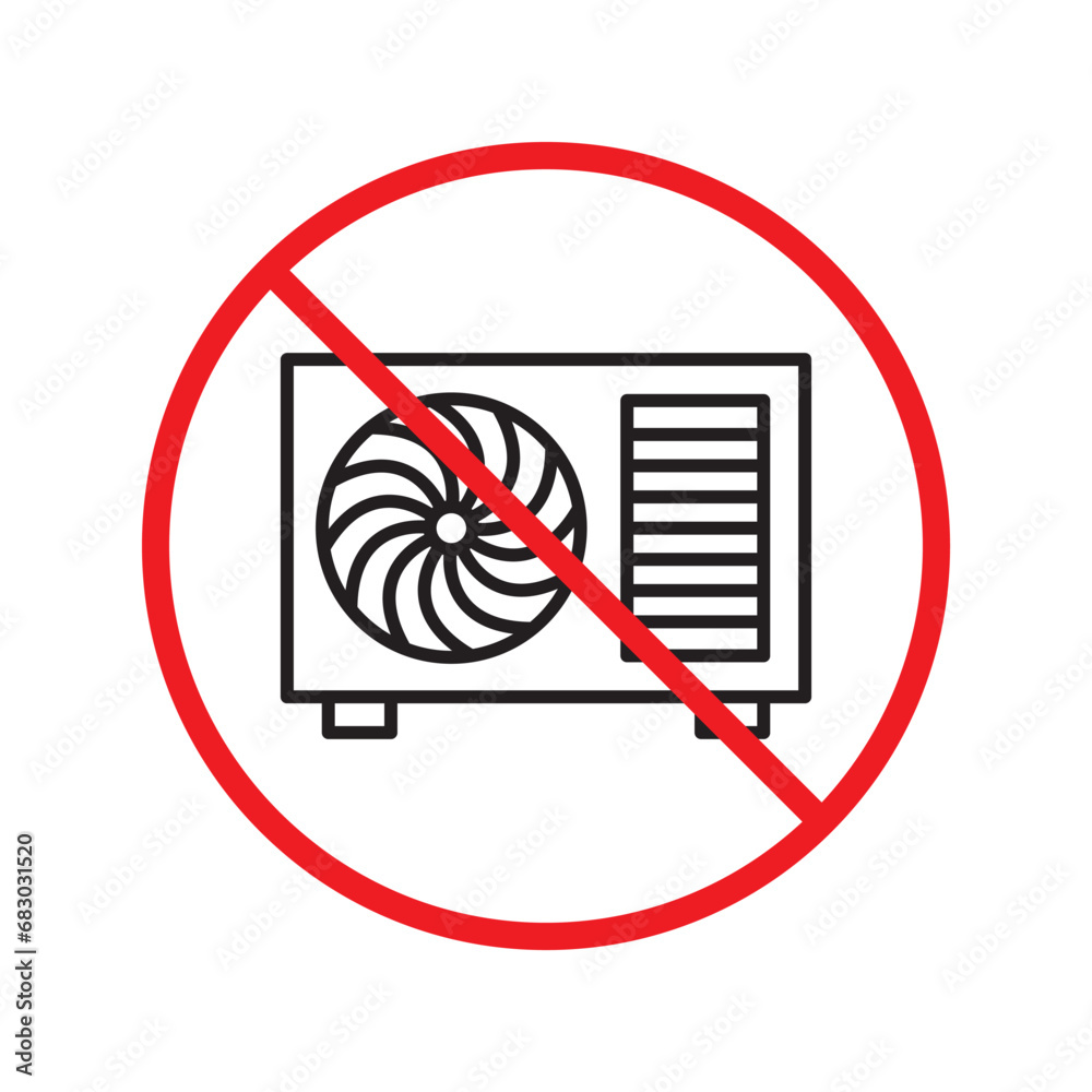 Forbidden air conditioner vector icon. Warning, caution, attention ...