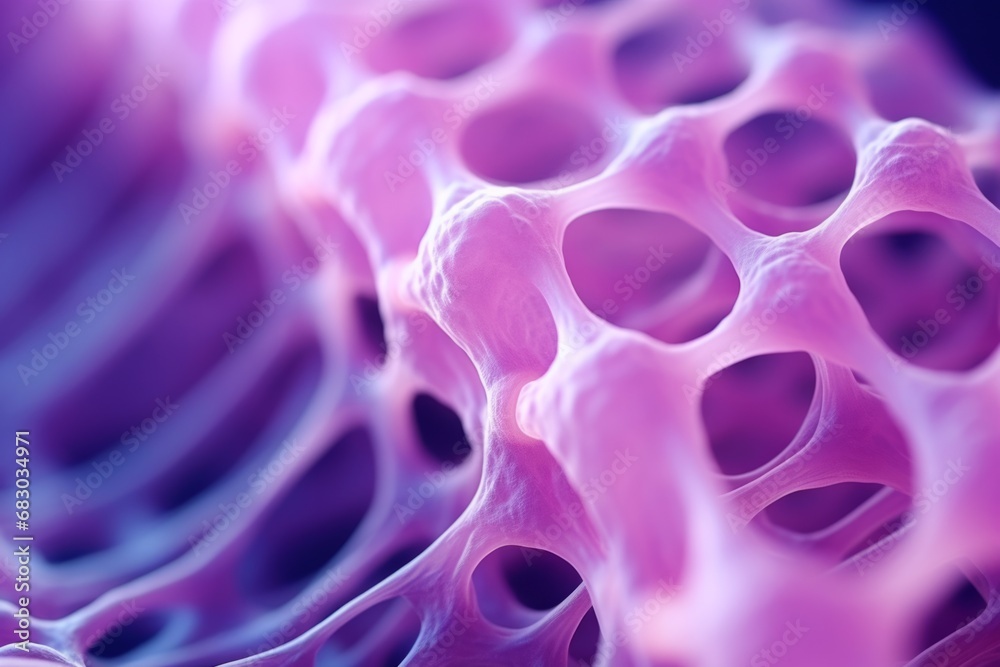 Bone tissue human skeleton under microscope cells structure medical ...