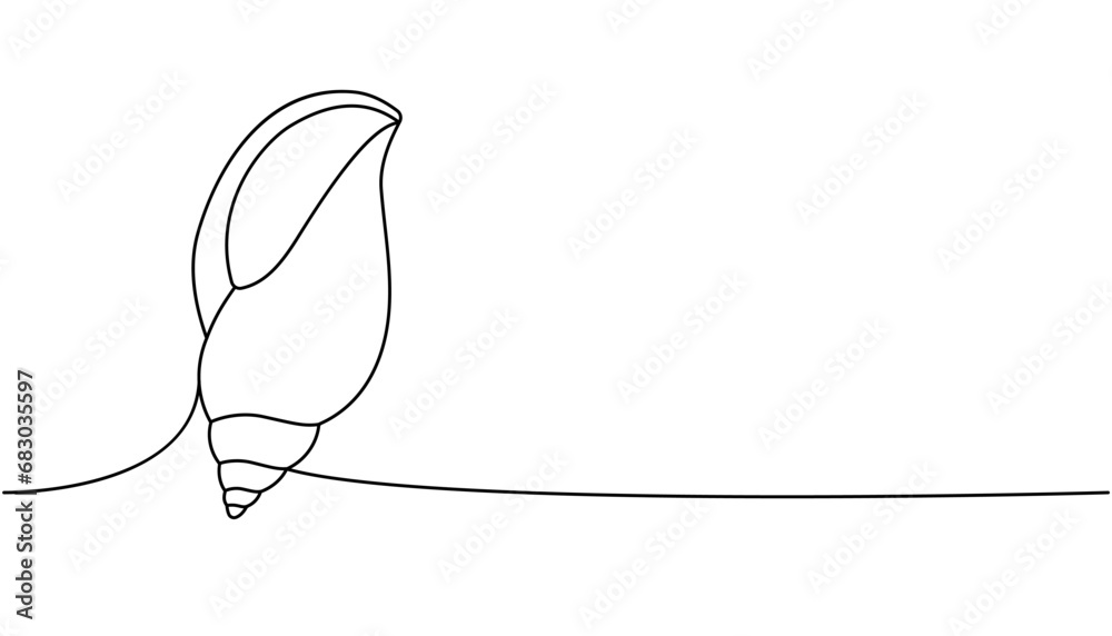 Seashell one line continuous drawing. Tropical underwater shell ...